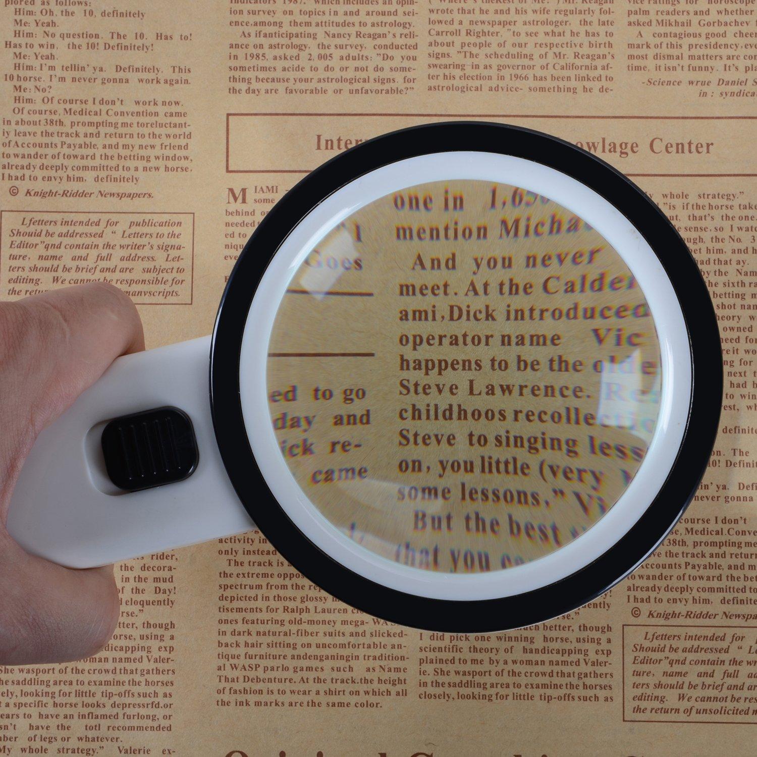 Extra Large Handheld Strong Magnifying Glass With 12 LED And UV Light 